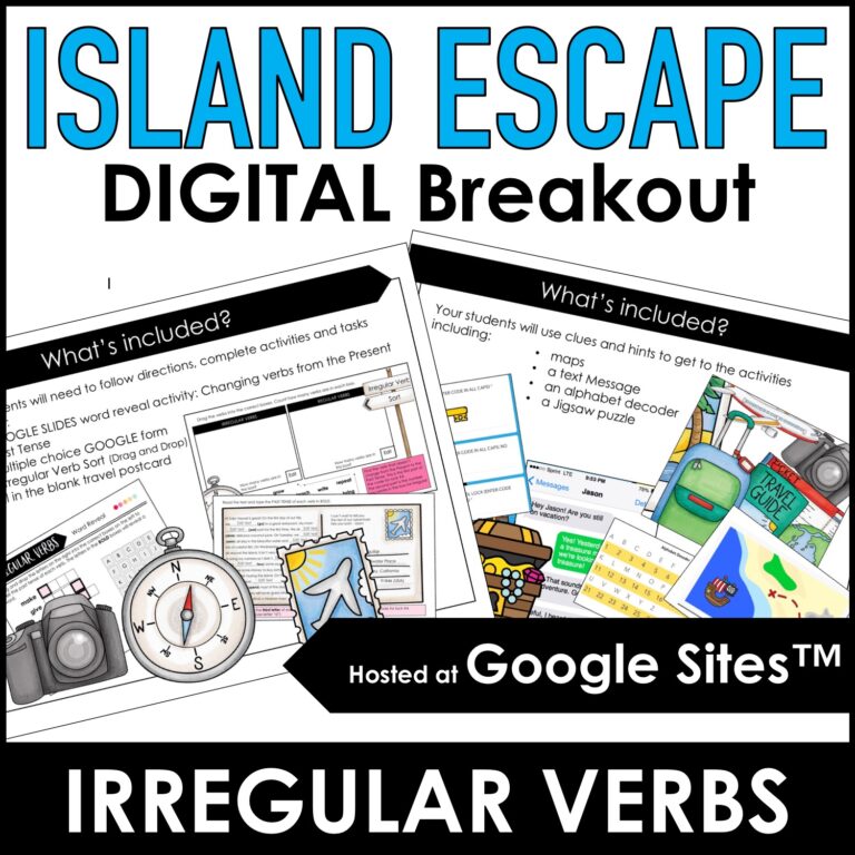 Irregular Verbs Escape : Past Tense Verbs Digital Activity | Made By ...