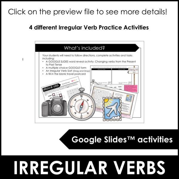 Irregular Verbs Escape : Past Tense Verbs Digital Activity | Made By ...