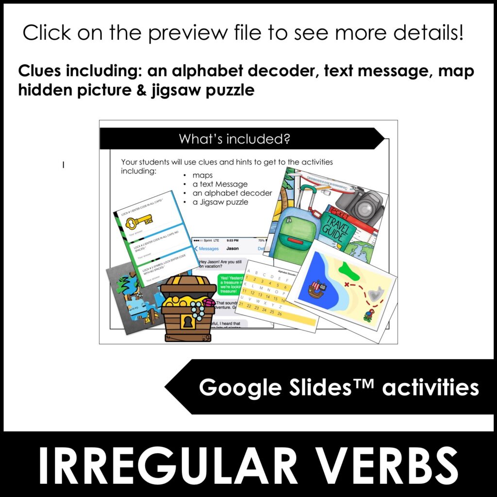 Irregular Verbs Escape : Past Tense Verbs Digital Activity - Made By ...