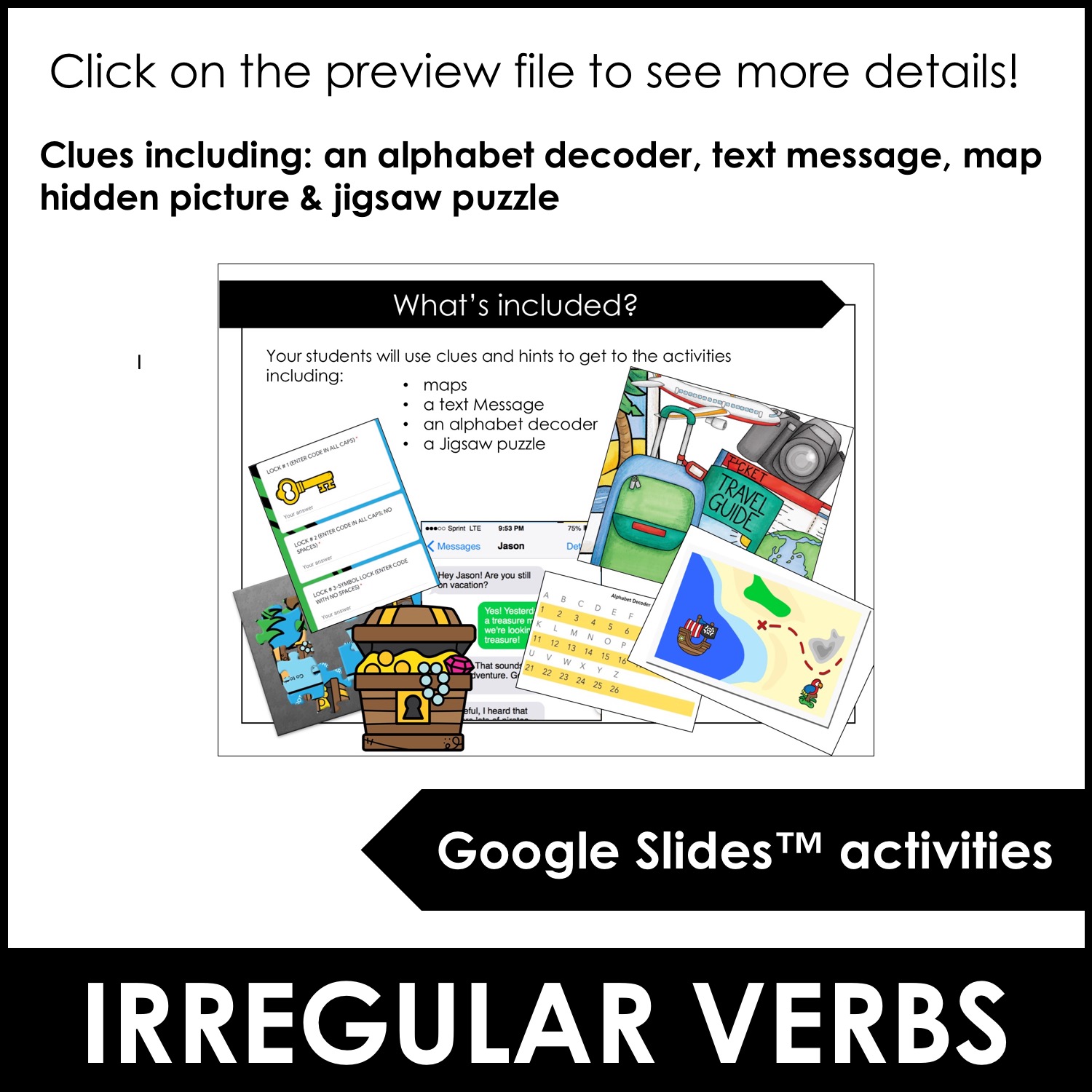 Irregular Verbs Escape : Past Tense Verbs Digital Activity | Made By ...