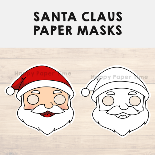 Santa Claus Paper Masks Printable Christmas Coloring Costume Craft ...