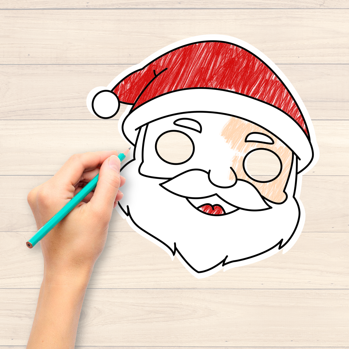 Santa Claus Paper Masks Printable Christmas Coloring Costume Craft ...