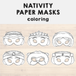 Nativity Paper Masks Printable Coloring Craft Activity Costume ...