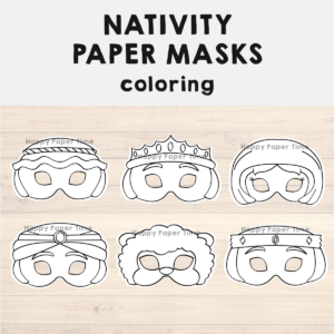 Nativity Paper Masks Printable Coloring Craft Activity Costume ...