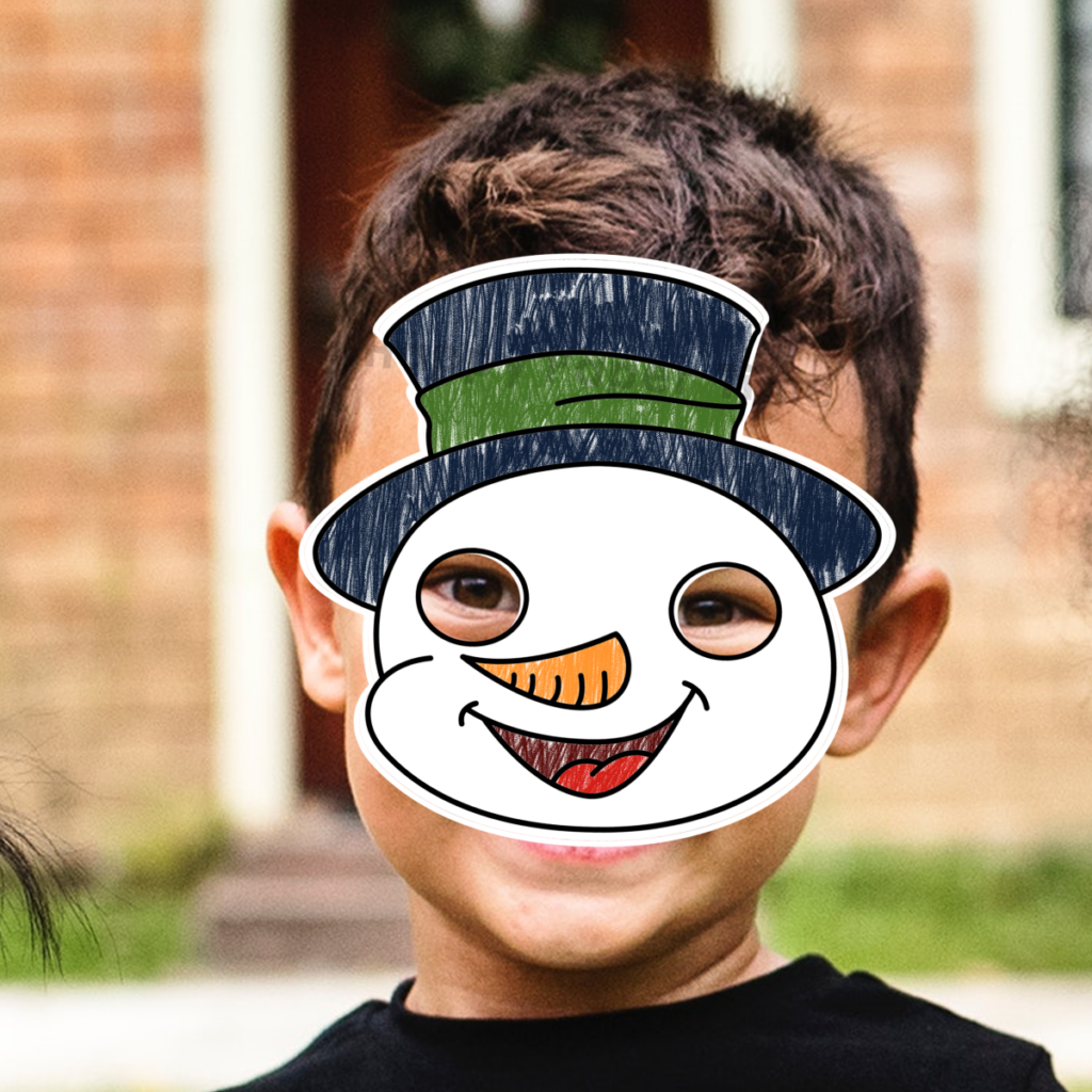 Snowman Paper Mask Printable Christmas Coloring Costume Craft Activity ...