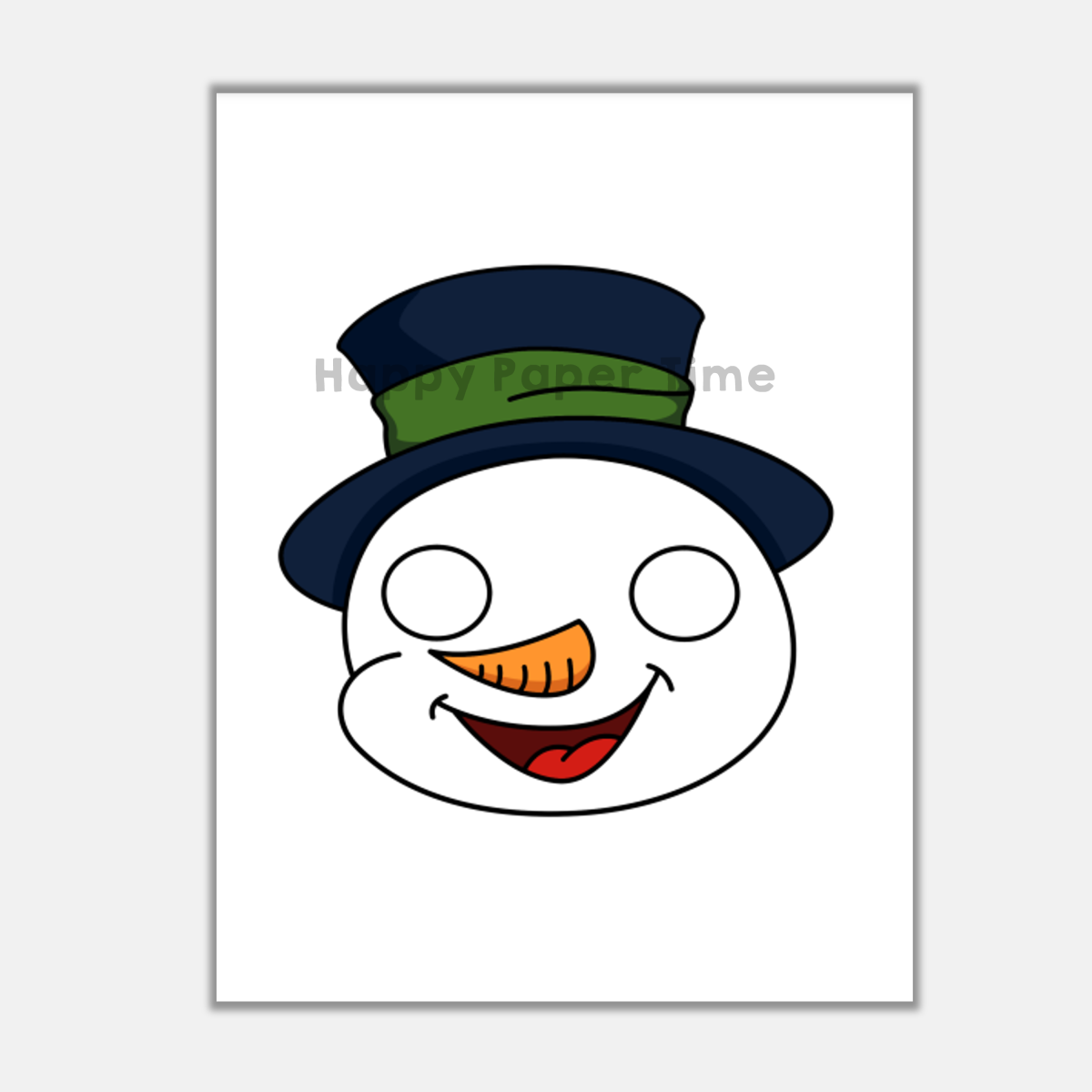 Snowman Paper Mask Printable Christmas Costume Craft Activity Winter ...