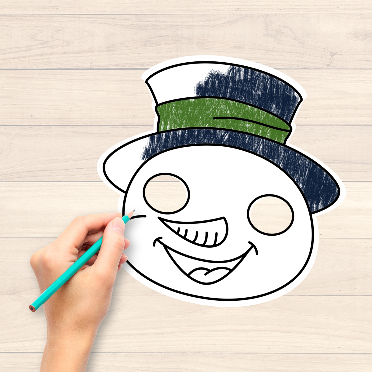 Snowman Paper Mask Printable Christmas Coloring Costume Craft Activity ...
