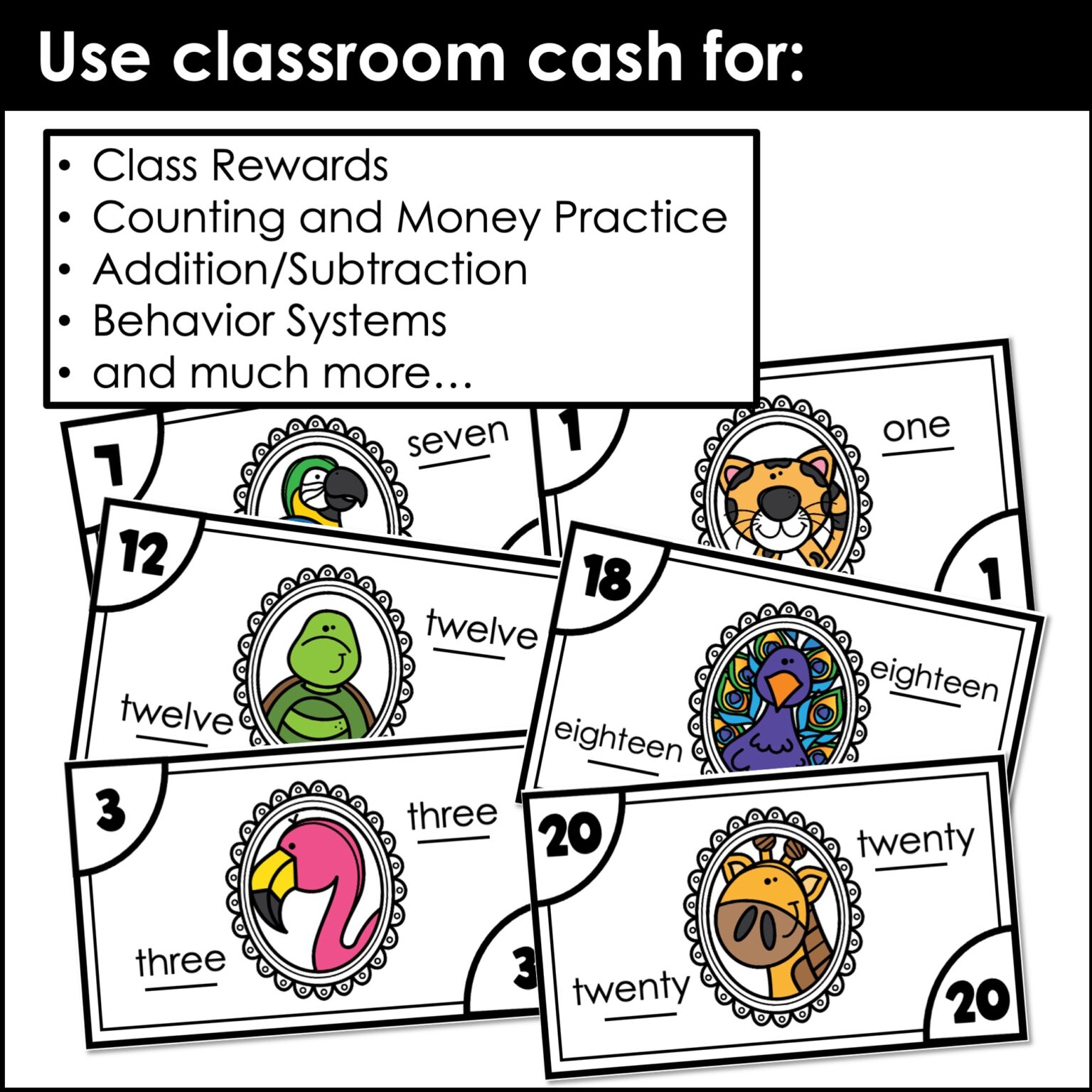 Classroom Money - Class Cash - Reward System - 1-20 Printable Fake ...