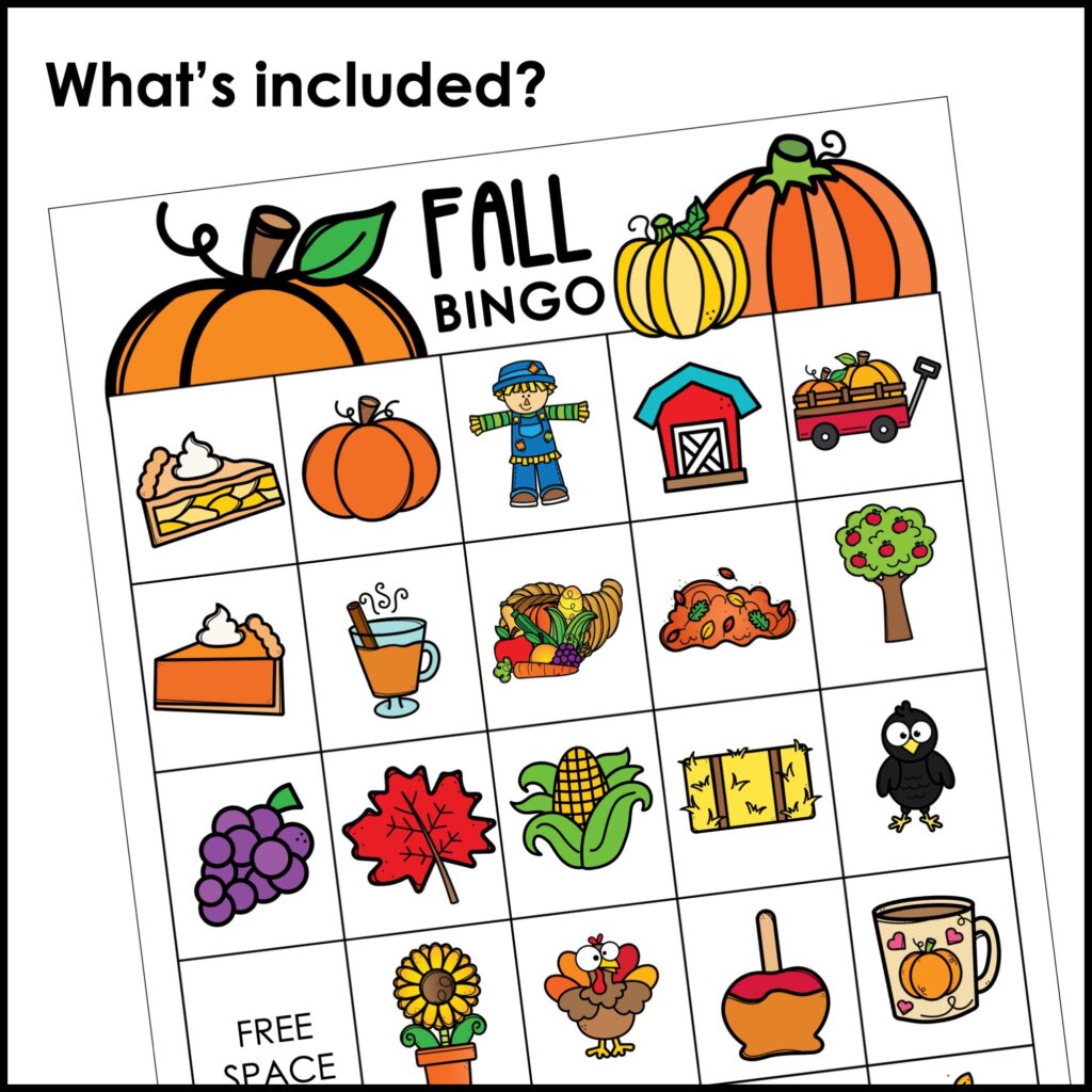 Fall Vocabulary Bingo - Autumn Game - Fall Classroom Party Game | Made ...