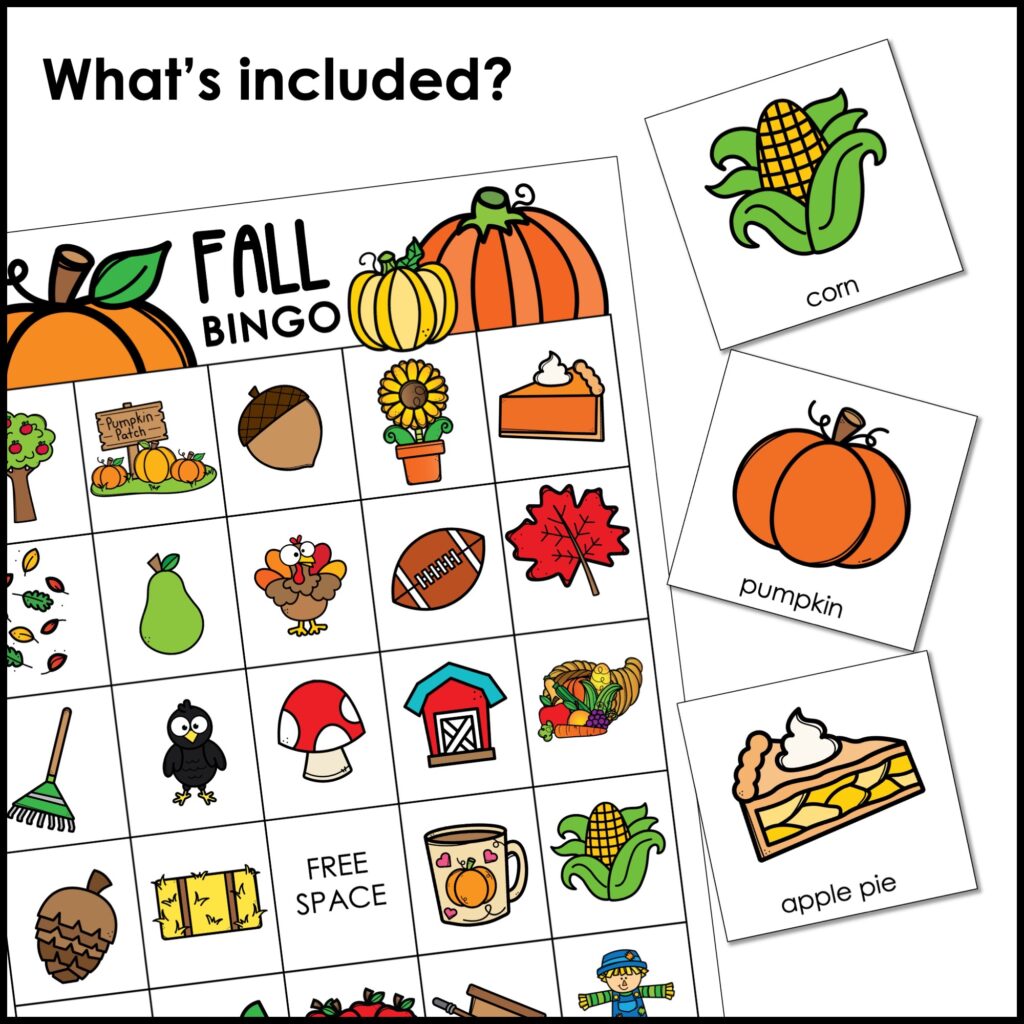 Fall Vocabulary Bingo - Autumn Game - Fall Classroom Party Game | Made ...