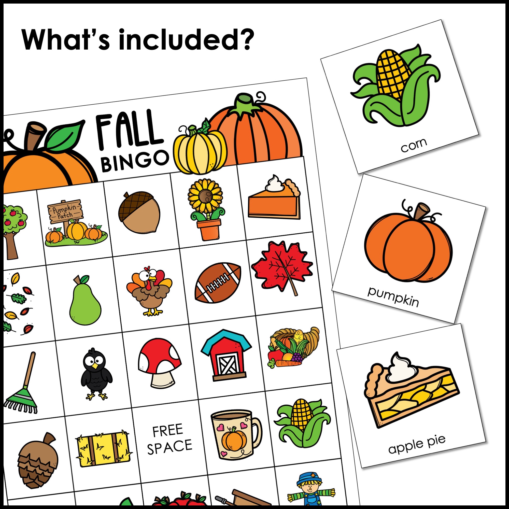 Fall Vocabulary Bingo - Autumn Game - Fall Classroom Party Game | Made ...