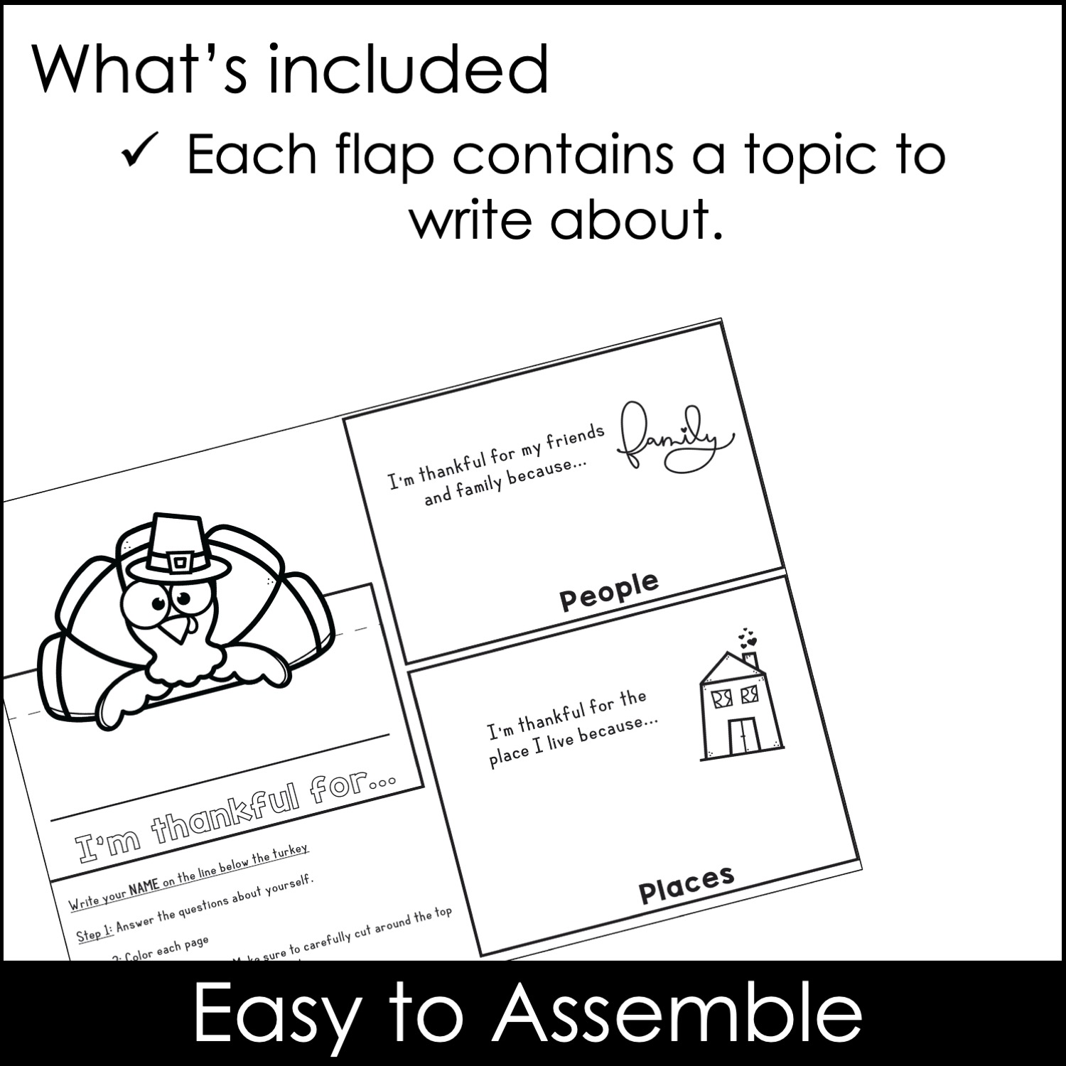 ESL Thanksgiving Writing Activity | I am thankful for FLAP BOOK | Made ...