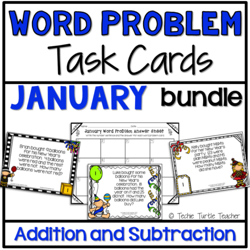 Addition & Subtraction Bundle of Winter Word Problem Task Cards for ...