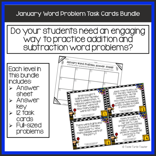 Addition & Subtraction Bundle of Winter Word Problem Task Cards for ...