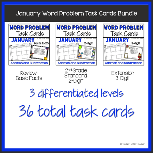 Addition & Subtraction Bundle of Winter Word Problem Task Cards for ...