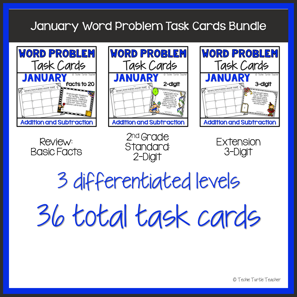 Addition & Subtraction Bundle of Winter Word Problem Task Cards for ...