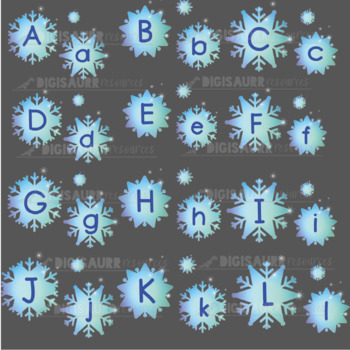 Digital Snowflake Alphabet Letters ClipArt for Winter - PNG Files - ESL ...