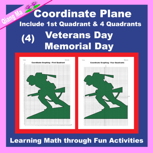 Memorial Day / Veterans Day Coordinate Plane Graphing: Soldier (4 ...