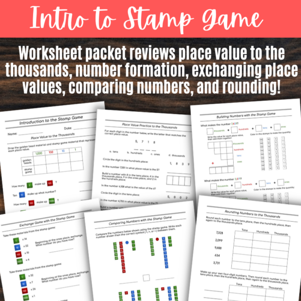 Montessori Stamp Game Worksheets for Elementary Montessori Math ...