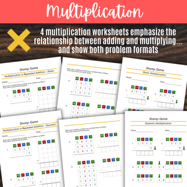 Montessori Stamp Game Worksheets for Elementary Montessori Math ...
