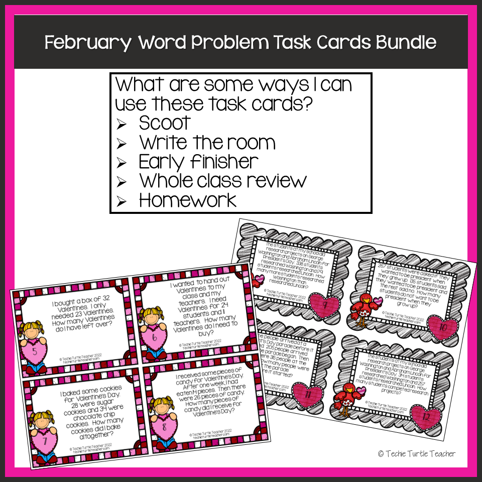 Addition & Subtraction Bundle of Winter Word Problem Task Cards for ...