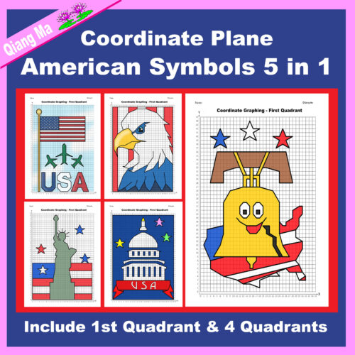 Patriot Coordinate Plane Graphing: American Symbols 5 in 1 | Made By ...