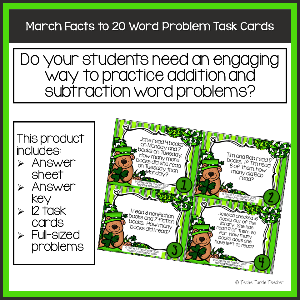 Addition & Subtraction Facts within 20 Spring Word Problem Task Cards ... Addition & Subtraction Facts within 20 Spring Word Problem Task Cards ...