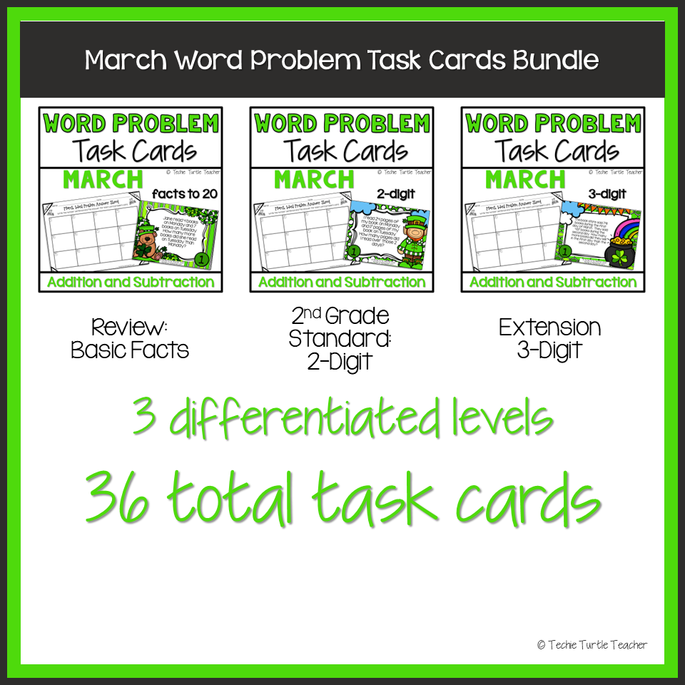 Addition & Subtraction Bundle of Spring Word Problem Task Cards for ...