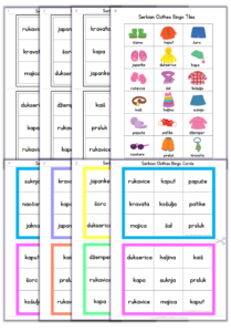 Serbian Clothes Bingo Latin Alphabet | Made By Teachers