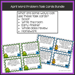 Addition & Subtraction Bundle of Spring Word Problem Task Cards for ...
