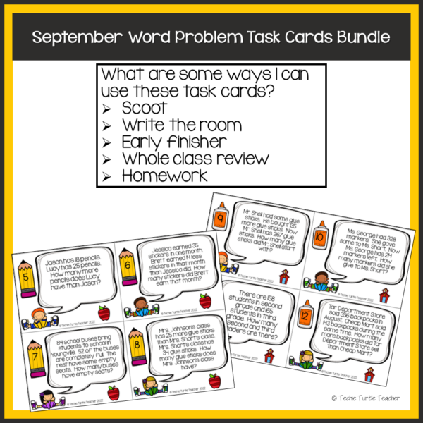 Addition & Subtraction Bundle of Fall Word Problem Task Cards for ...