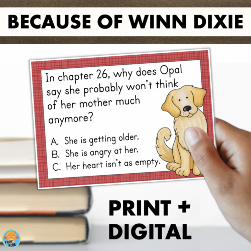 Because of Winn Dixie Chapter Book Comprehension Task Cards & Graphic ...