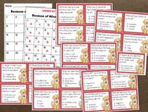 Because of Winn Dixie Chapter Book Comprehension Task Cards & Graphic ...