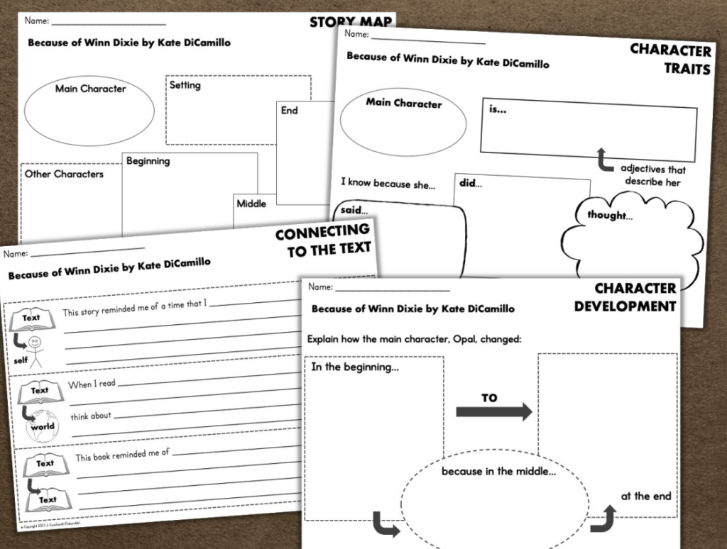 Because of Winn Dixie Chapter Book Comprehension Task Cards & Graphic ...