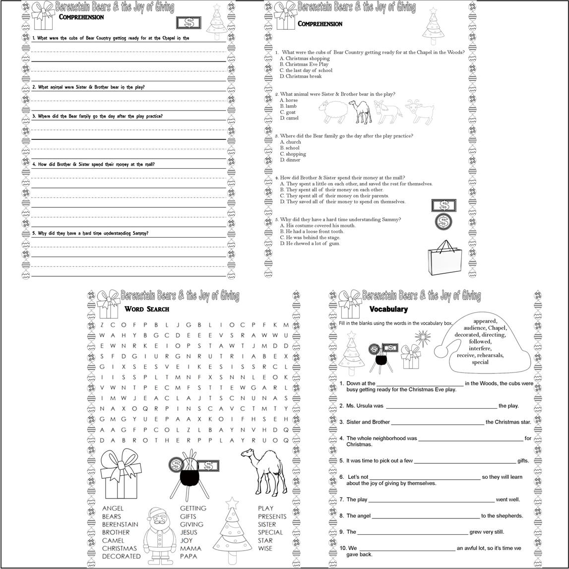 Berenstain Bears Joy of Giving Christmas Book Study Companion Reading ...