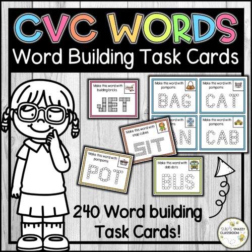 CVC Words Task Cards - Word Building Phonics Activity | Made By Teachers