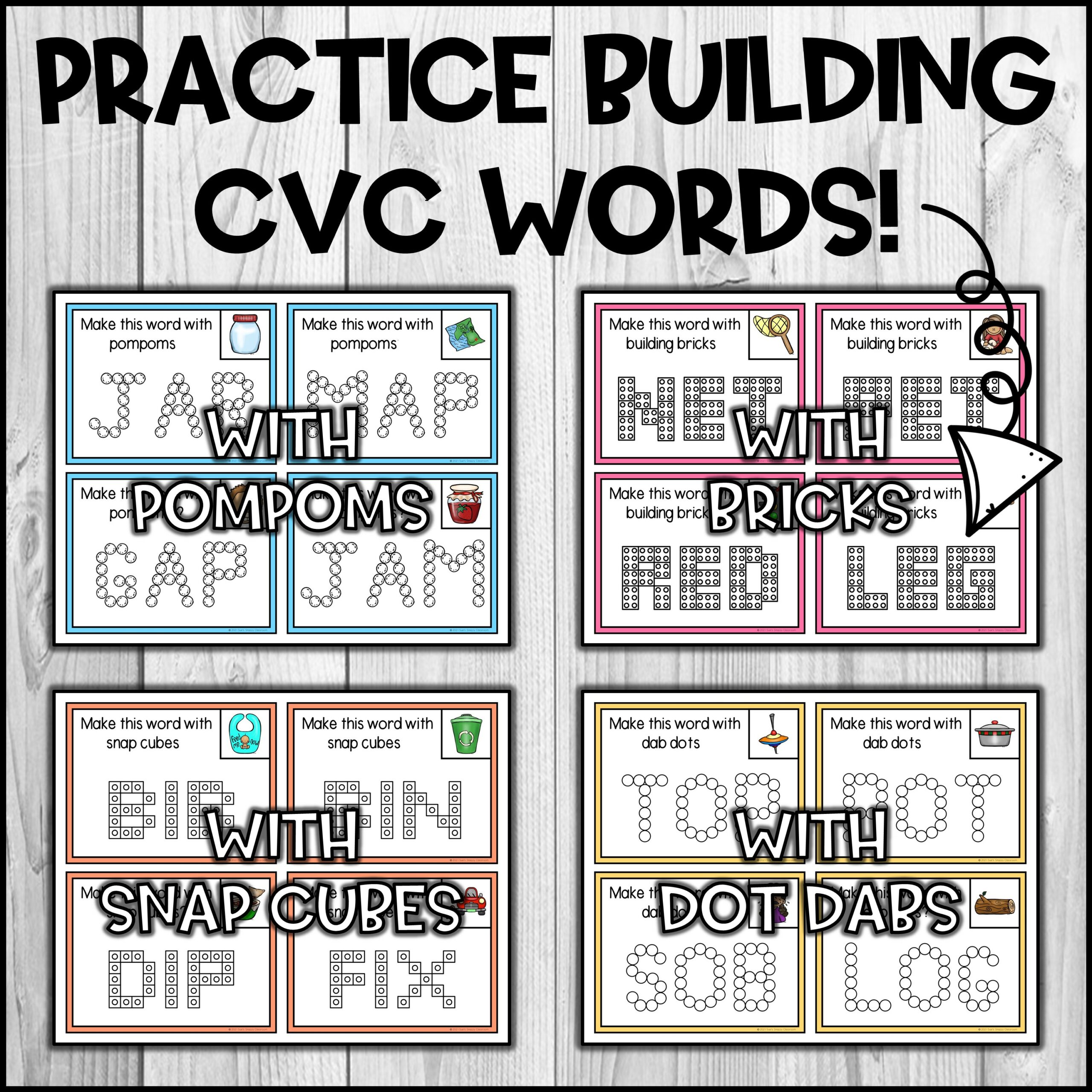 CVC Words Task Cards - Word Building Phonics Activity | Made By Teachers