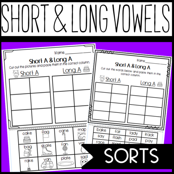 Long and Short Vowel Sorts A, E, I, O, and U | Made By Teachers
