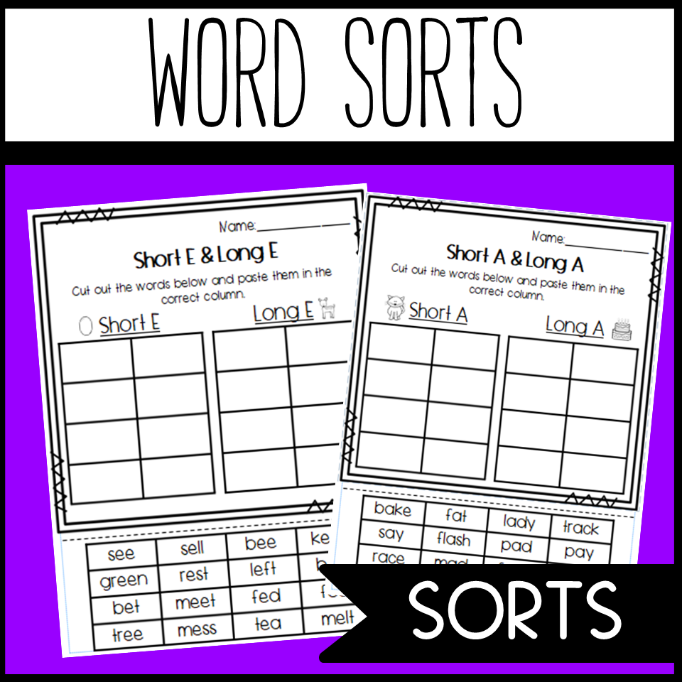 Long and Short Vowel Sorts A, E, I, O, and U | Made By Teachers