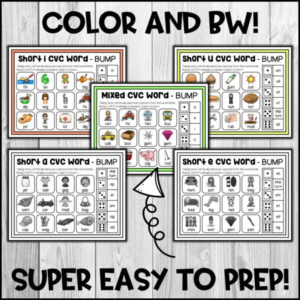 Short Vowel CVC Word Family - Bump Games - Literacy Center | Made By ...