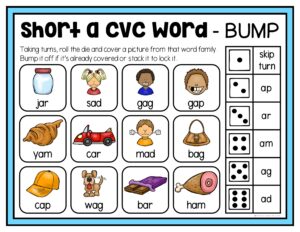 Short Vowel CVC Word Family - Bump Games - Literacy Center | Made By ...