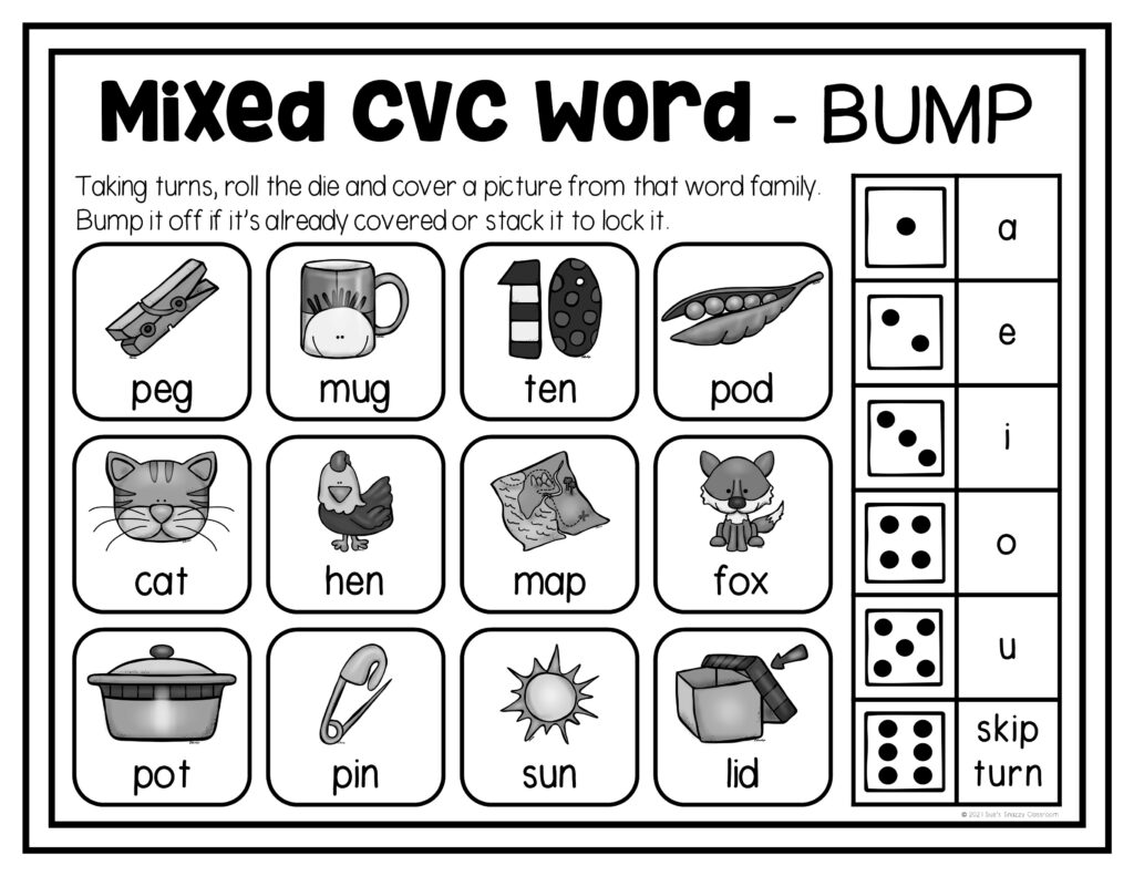 Short Vowel CVC Word Family - Bump Games - Literacy Center | Made By ...