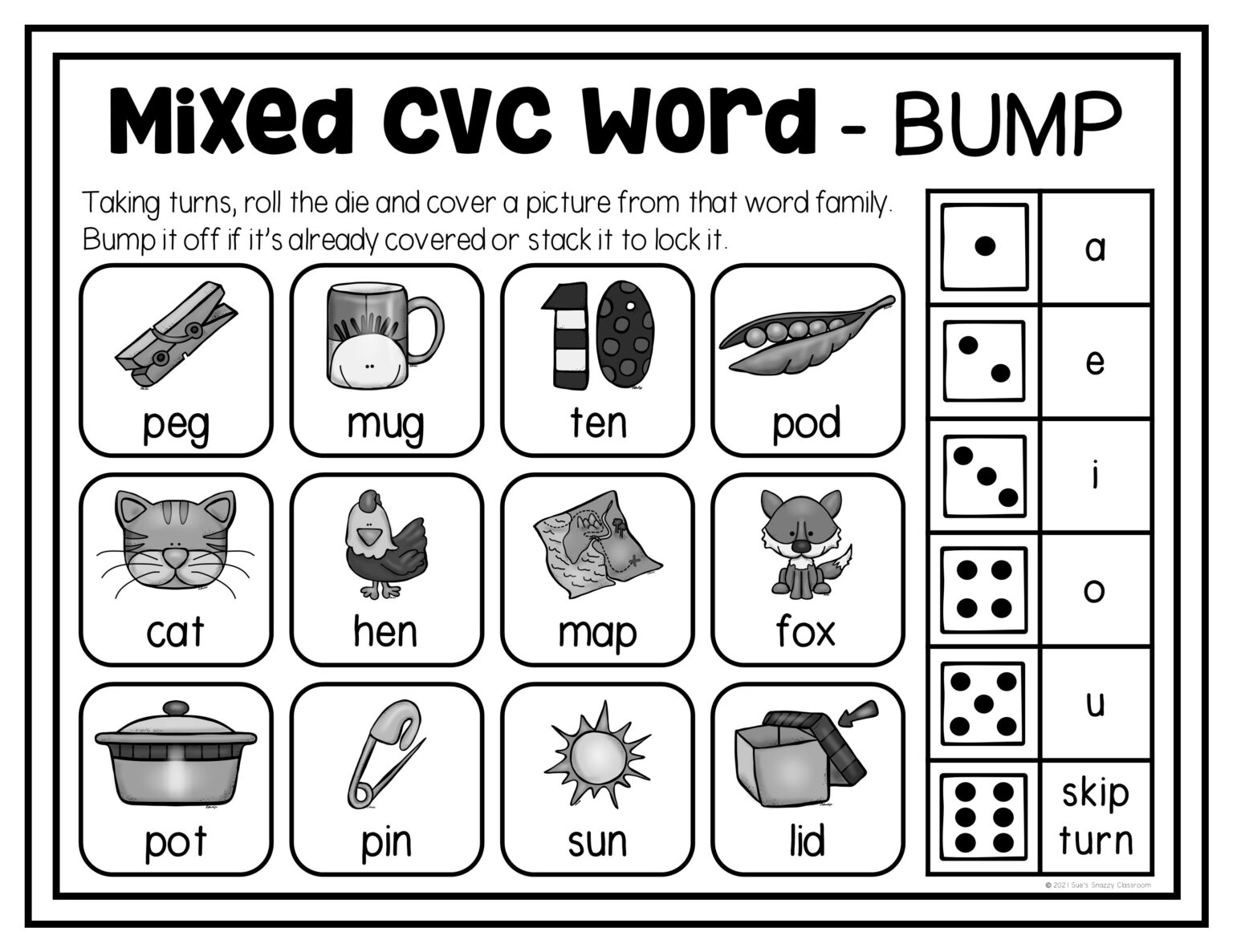 Short Vowel CVC Word Family - Bump Games - Literacy Center | Made By ...