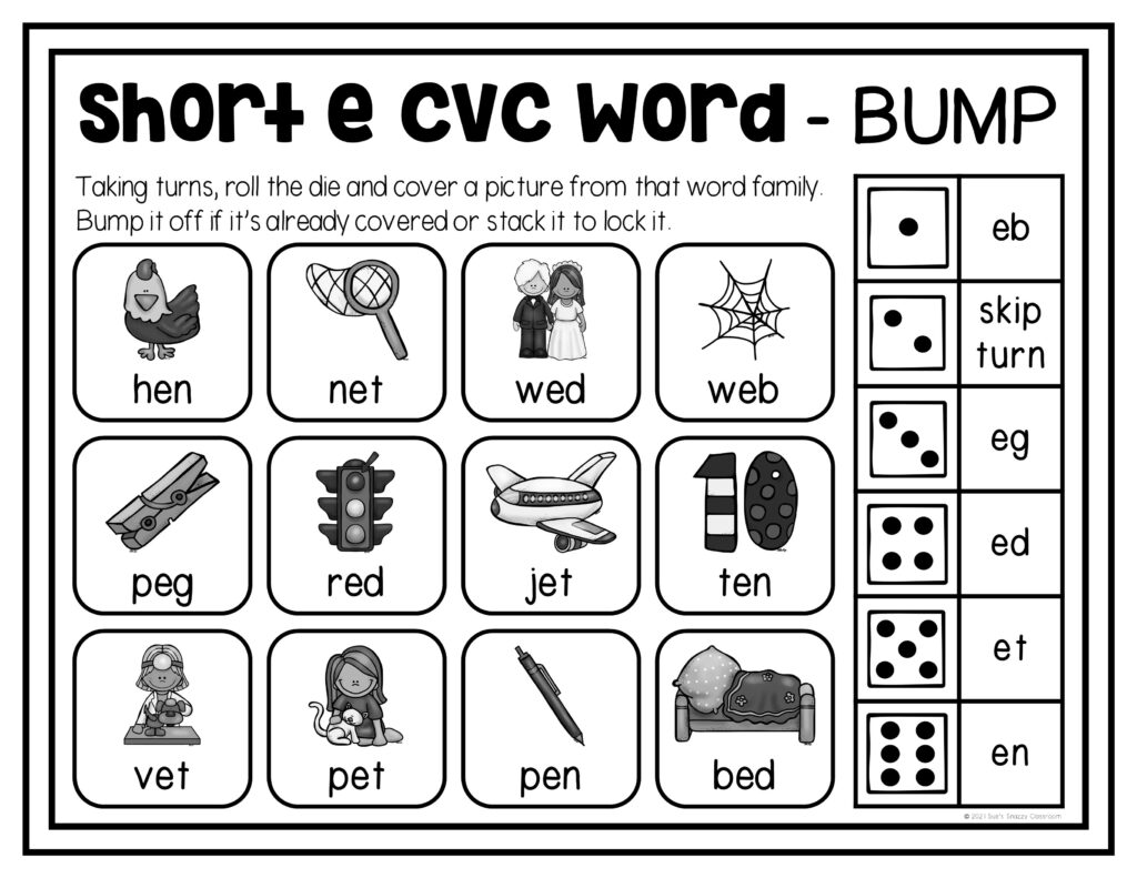 Short Vowel CVC Word Family - Bump Games - Literacy Center | Made By ...