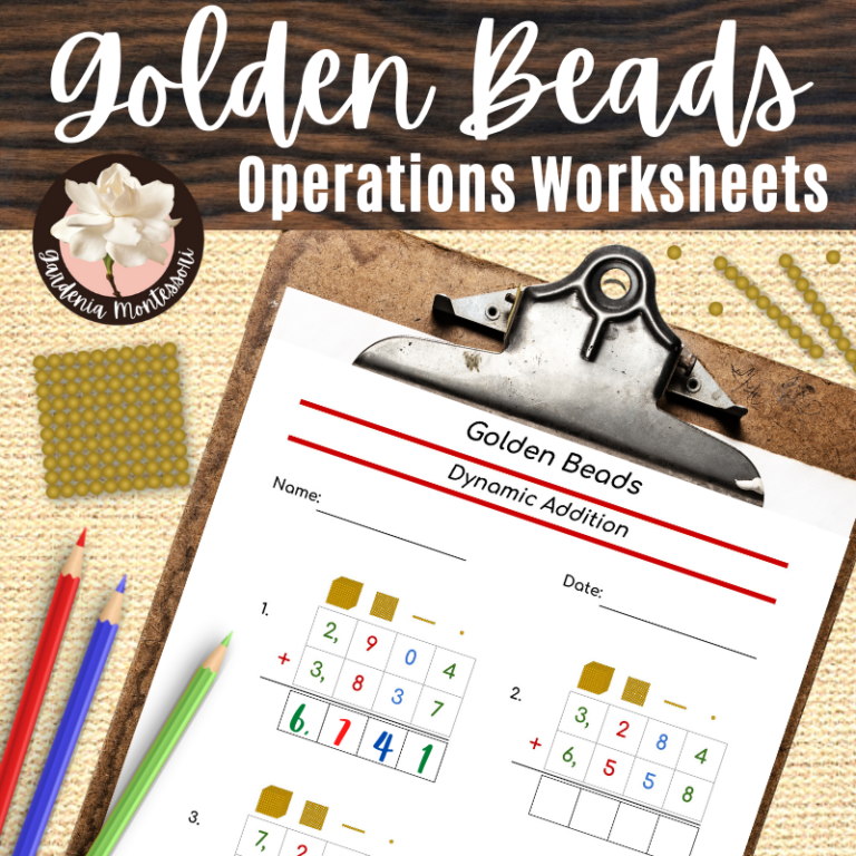 Montessori Golden Beads Operations Worksheets and Printable Base Ten ...