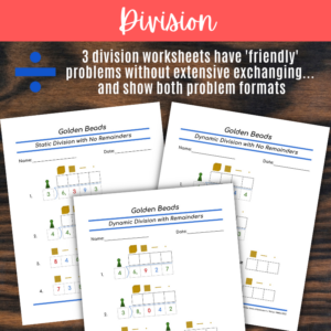 Montessori Golden Beads Operations Worksheets and Printable Golden Bead ...