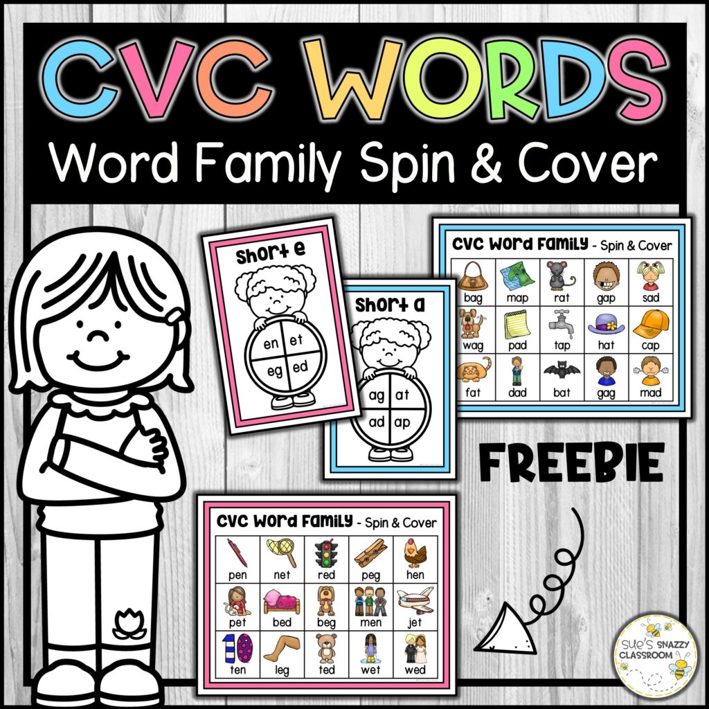 Short Vowel CVC Word Family Spin and Cover Activity - FREEBIE | Made By ...