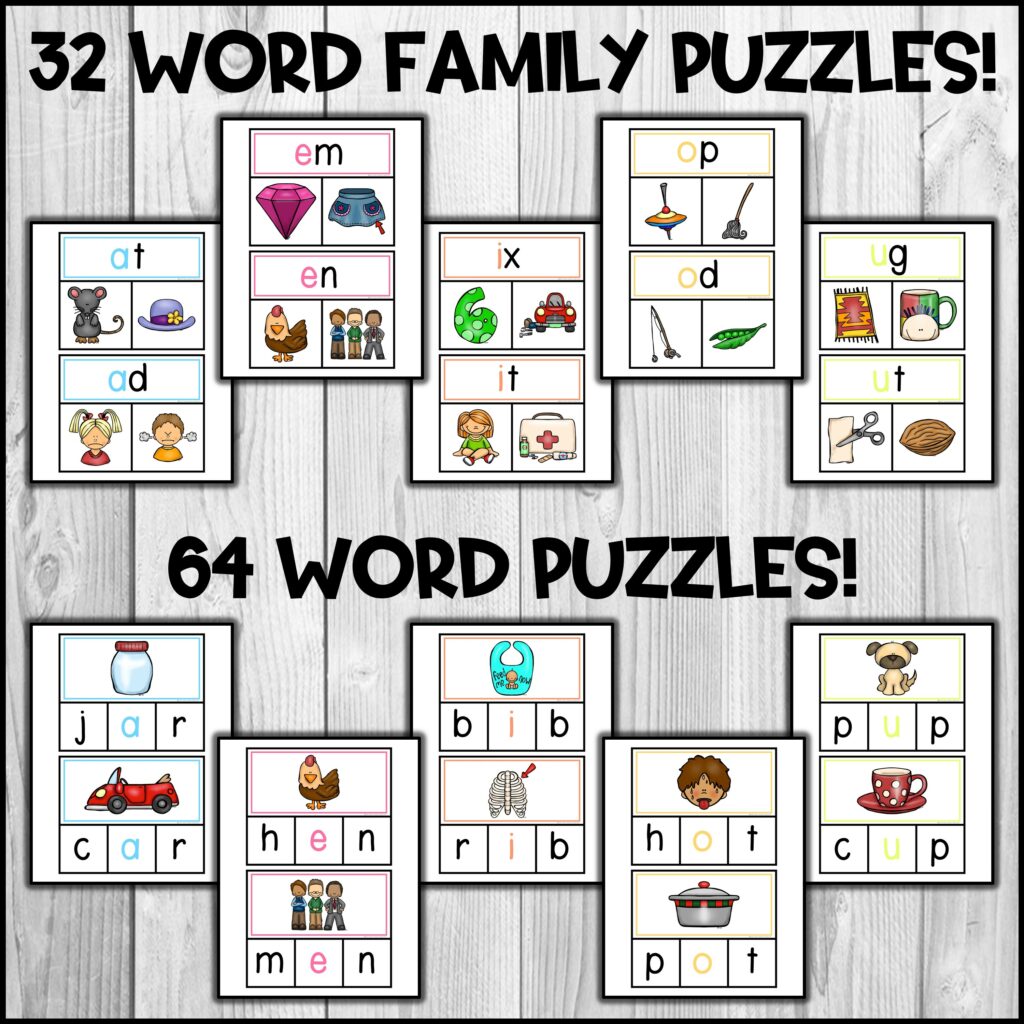 CVC Words - Word Family Puzzles - Literacy Centers | Made By Teachers