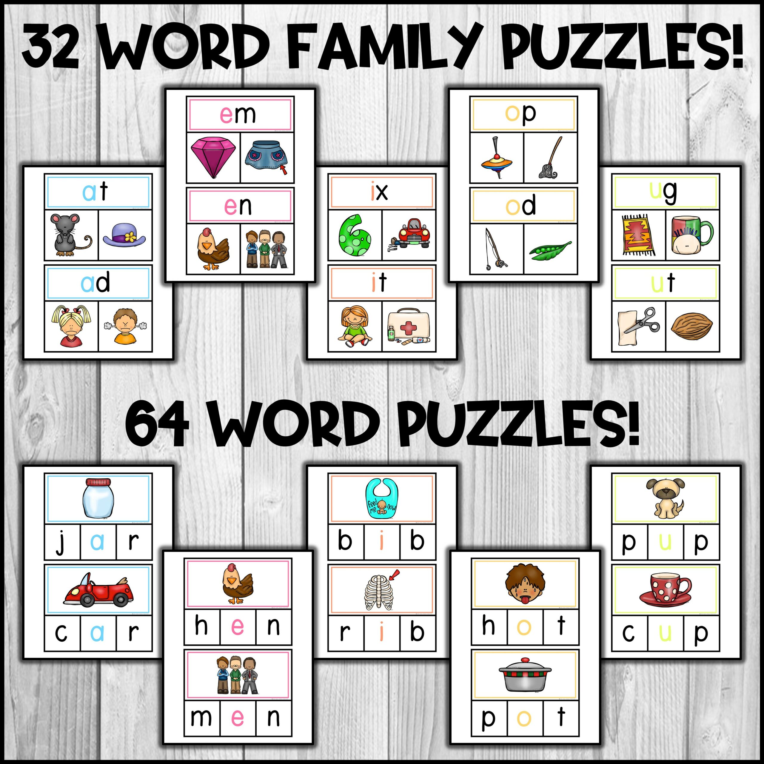 CVC Words - Word Family Puzzles - Literacy Centers | Made By Teachers