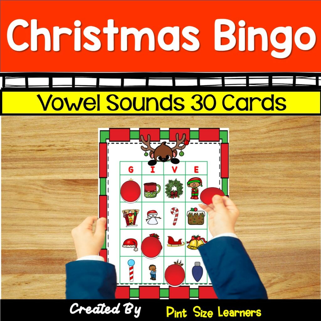 Christmas Themed Bingo | Vowel Sounds | 30 Cards | Made By Teachers